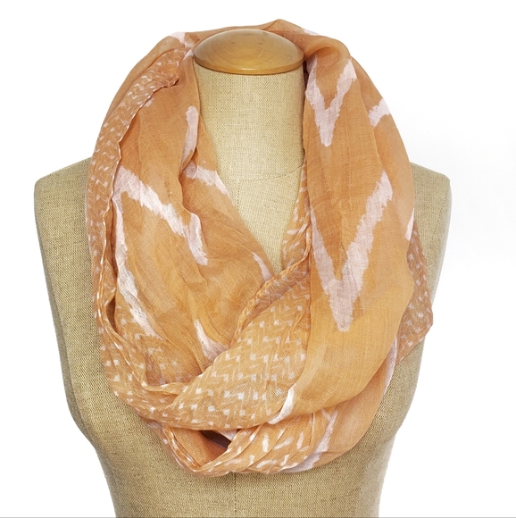 Accessories | Sheer Infinity Scarf Peach And Soft White | Poshmark